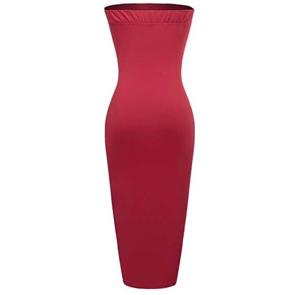 Boutique | Dresses | Red Strapless Midi Bodycon Tube Dress | Poshmark